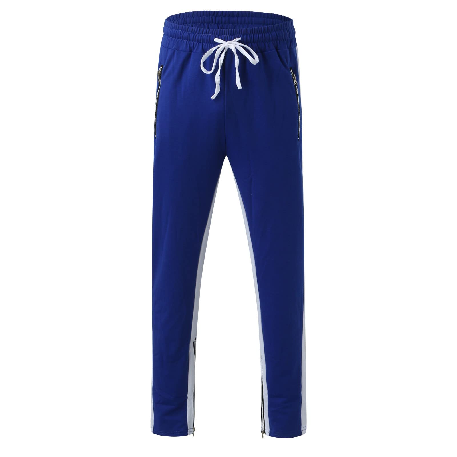 Vickyleb Men's Fitted Elastic Waistband Cotton Linen Pants with Drawstring Cargo Pants for Men Relaxed Fit *mingwangseo* Blue