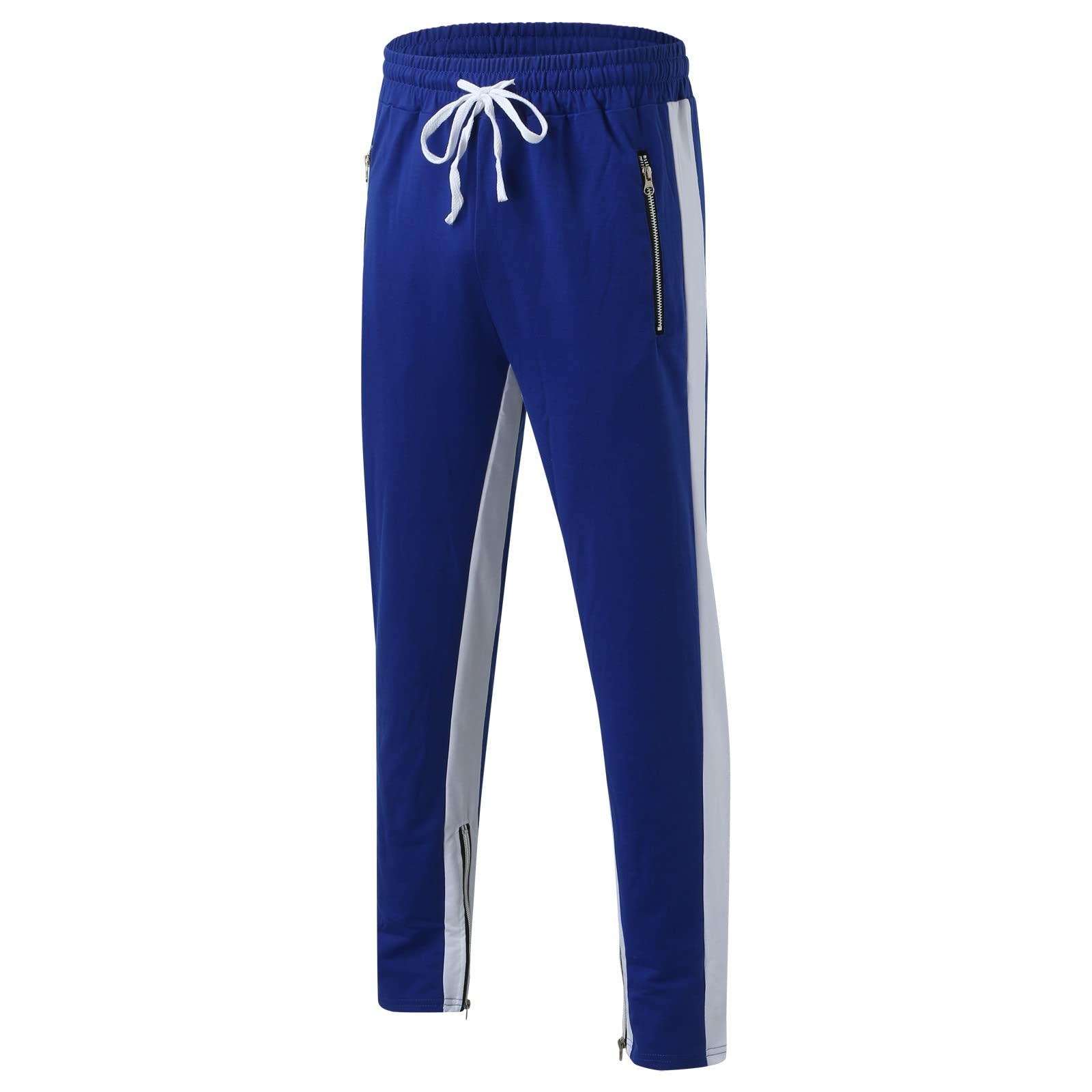 Vickyleb Men's Fitted Elastic Waistband Cotton Linen Pants with Drawstring Cargo Pants for Men Relaxed Fit *mingwangseo* Blue