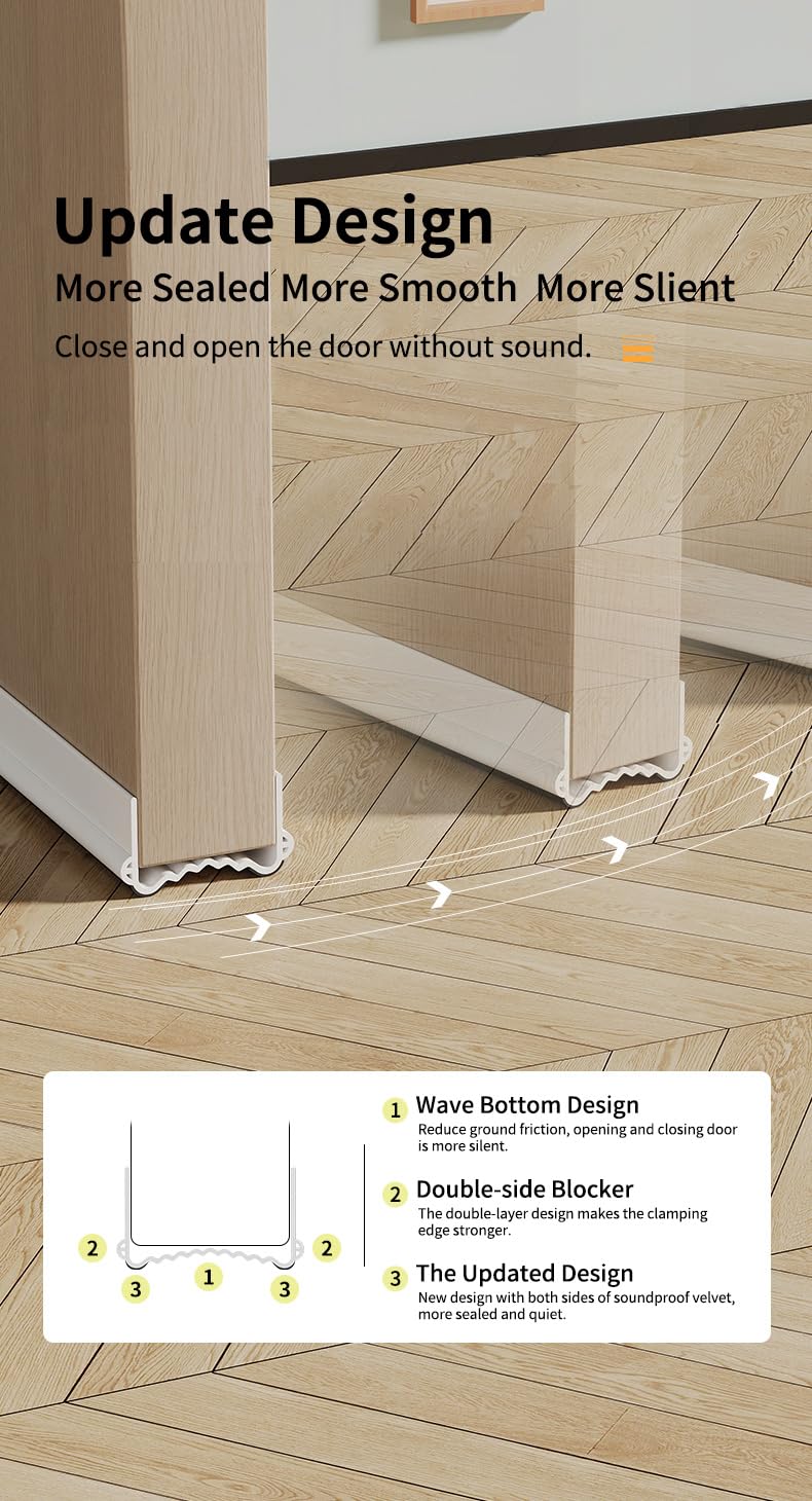 Eweniar 2-Pack Door Draft Stopper PVC Adjustable Length 37" Easy to Install Door Bottom Gap Filler