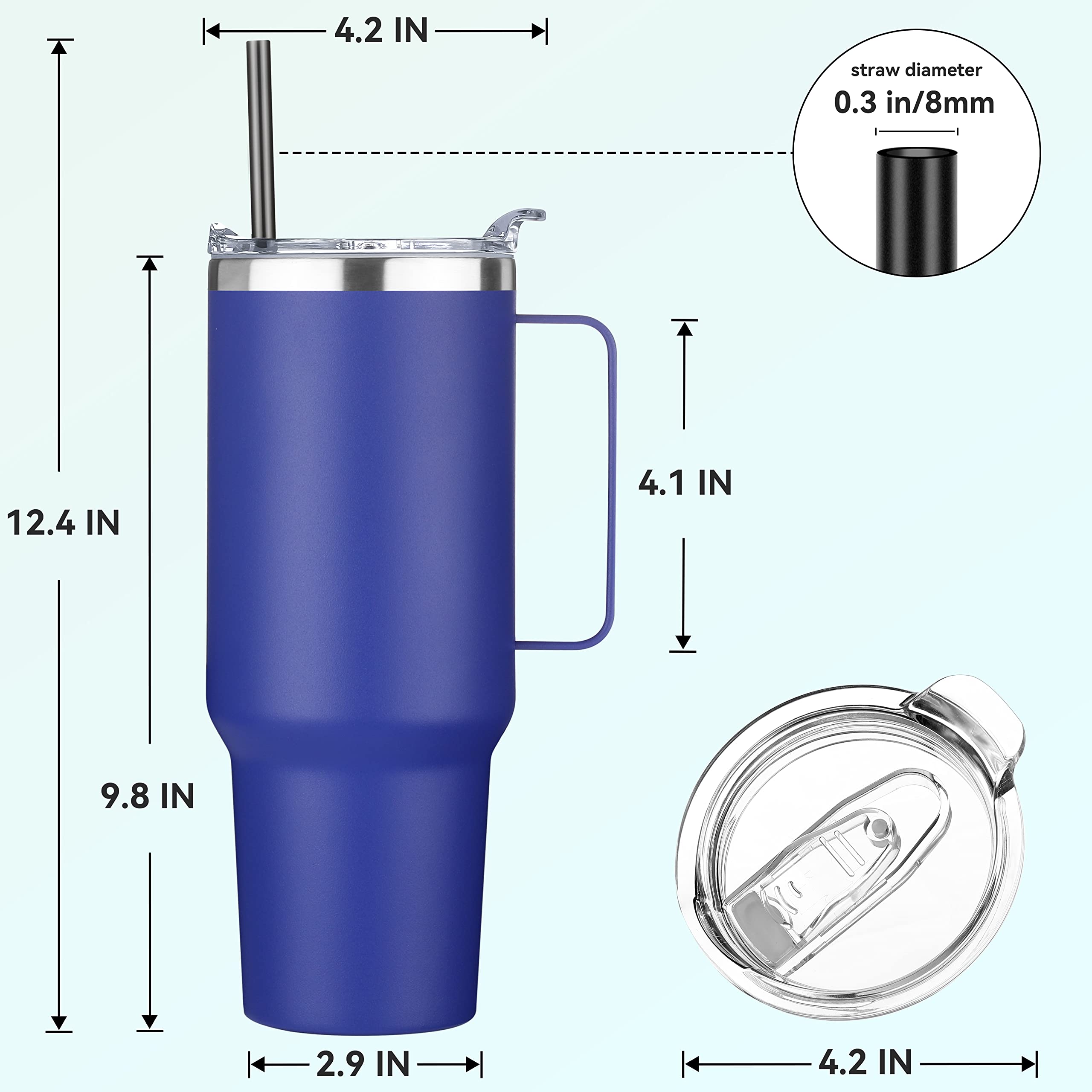 HASLE OUTFITTERS 40 oz Stainless Steel Tumbler with Handle, Vacuum Insulated Tumblers Bulk, Reusable Double Wall Travel Coffee Mug, Durable Powder Coated Water Bottle(Dark Blue, 1)