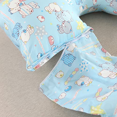 BeytBuy Pillows Cooling Pregnancy Pillow for Quality Sleep Full Body Multi Functioning Maternity Pillow with Removable Cooling Cover Cover (Baby Bear Blue)