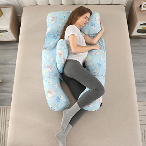 BeytBuy Pillows Cooling Pregnancy Pillow for Quality Sleep Full Body Multi Functioning Maternity Pillow with Removable Cooling Cover Cover (Baby Bear Blue)