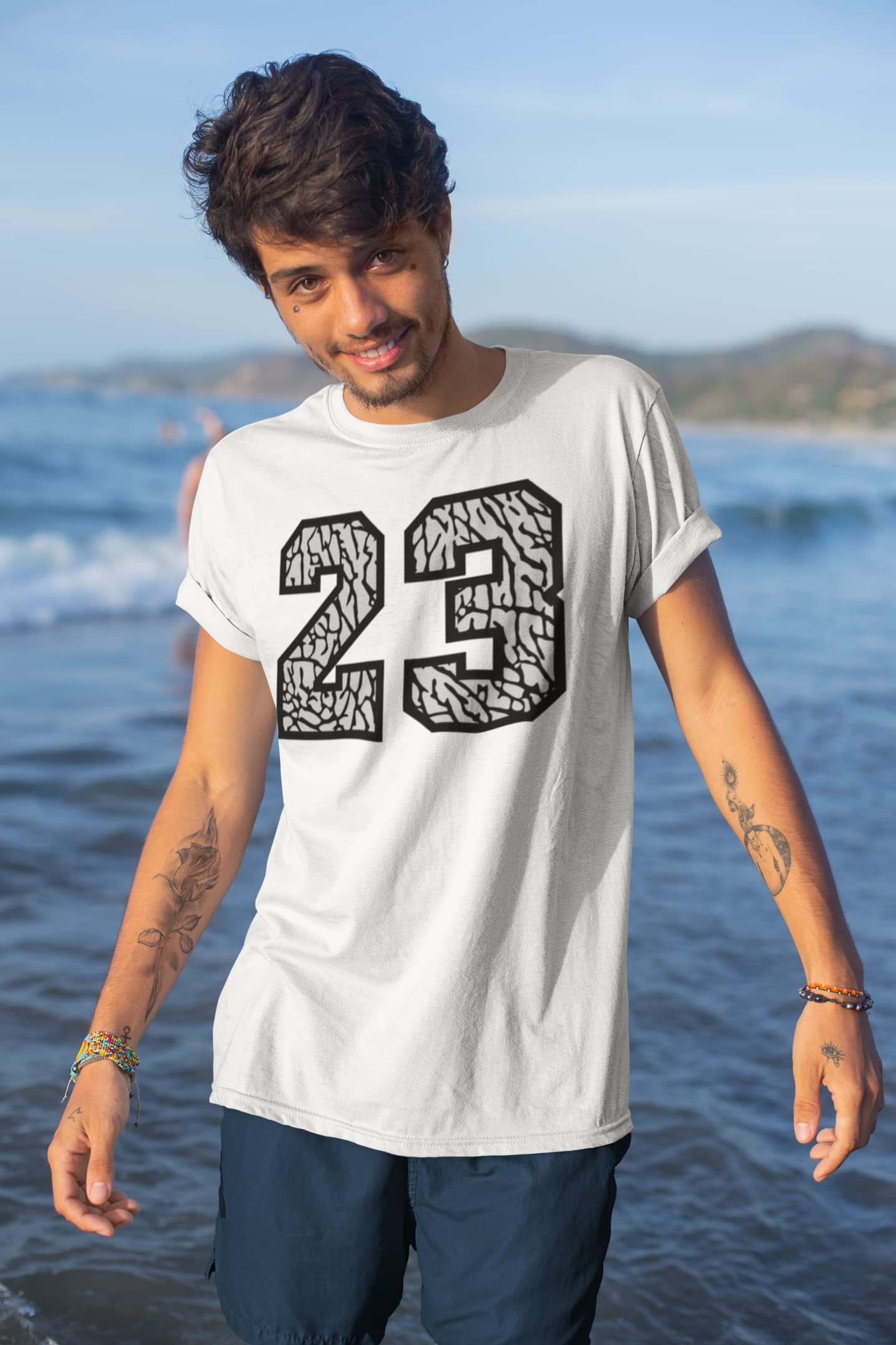 Shirt to Match Retro Jordan 23 Elephant Print Men's Graphic T Shirt, 23 Elephant Print Graphic Tee to Match Jordans Black
