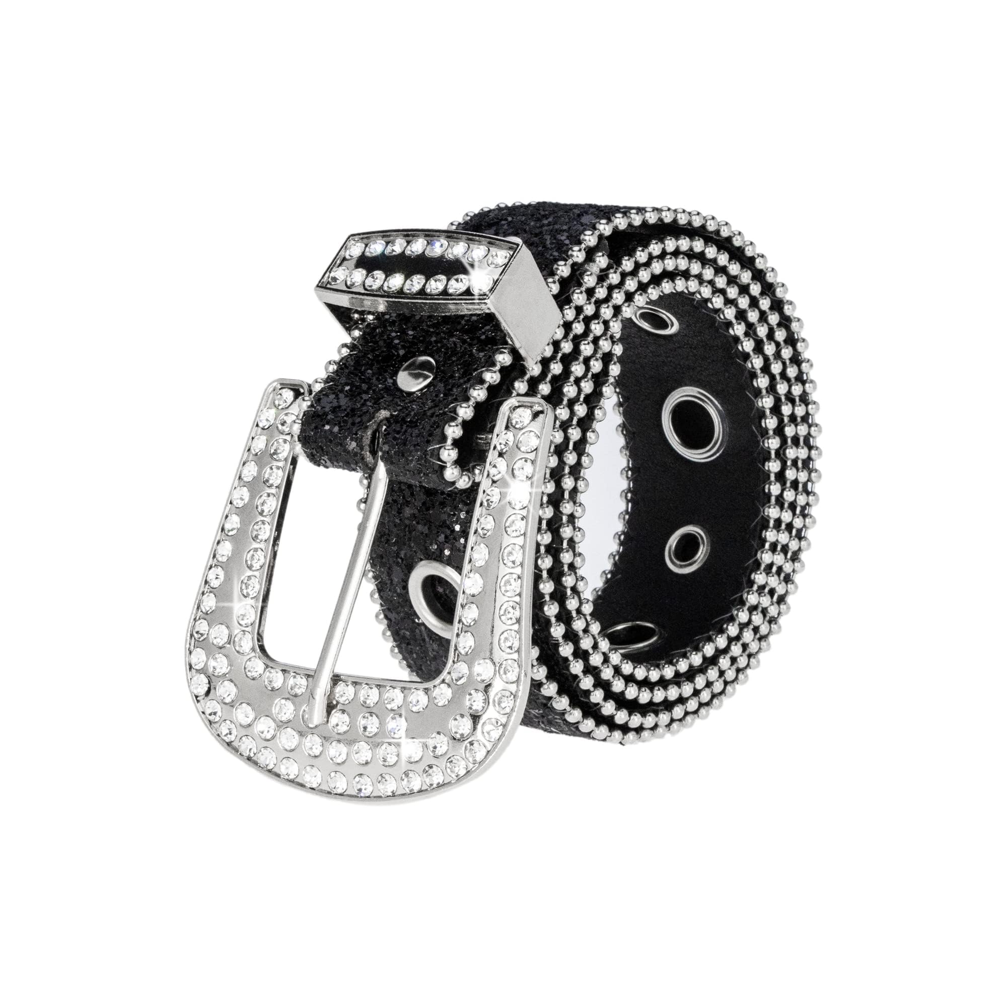 UTOWO Rhinestone Belt for Women Men, Western Cowgirl Cowboy Bling Studded Leather Belt for Jeans Pants