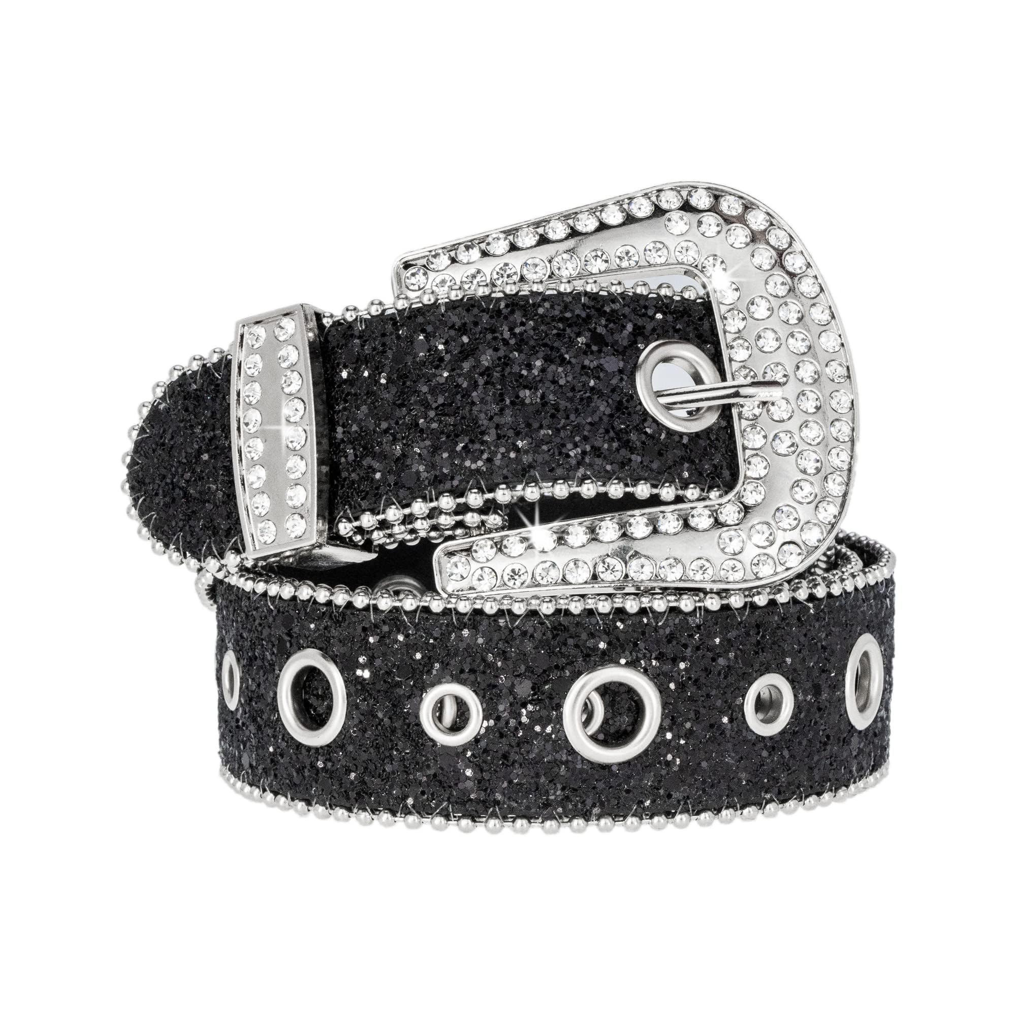 UTOWO Rhinestone Belt for Women Men, Western Cowgirl Cowboy Bling Studded Leather Belt for Jeans Pants