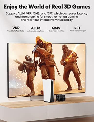 Highwings 8K@60 HDMI Fiber Optic Cable 2.1 150FT Long, Unidirectional Ultra 48Gbps High Speed Slim Flexible HDMI Braided Cord 4K@120Hz Dynamic HDR/HDCP 2.2 /3D Compatible for Monitor PS5 Roku