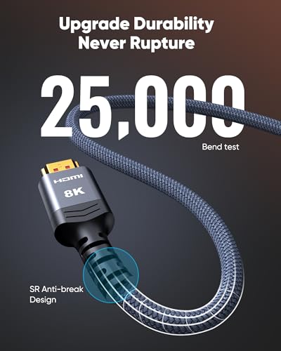 Highwings 8K@60 HDMI Fiber Optic Cable 2.1 150FT Long, Unidirectional Ultra 48Gbps High Speed Slim Flexible HDMI Braided Cord 4K@120Hz Dynamic HDR/HDCP 2.2 /3D Compatible for Monitor PS5 Roku