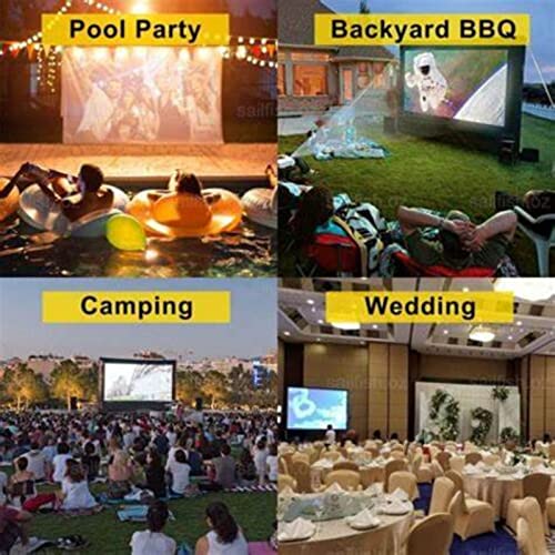 Inflatable projector screen 14 ft for Outside Support Front & Rear Projection Blow up Movie Screen with Fast Low-Noise Built-in Blower for Backyard Movie Night, Parties, Celebrations