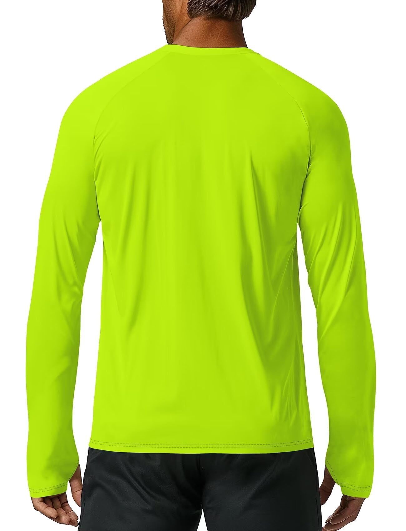 Mens UPF 50 Long Sleeve Shirt(Neon Green,XXL)