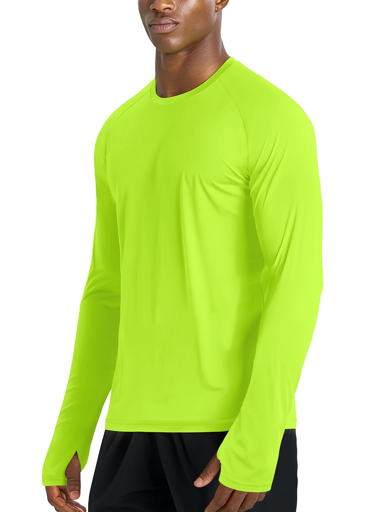 Mens UPF 50 Long Sleeve Shirt(Neon Green,XXL)