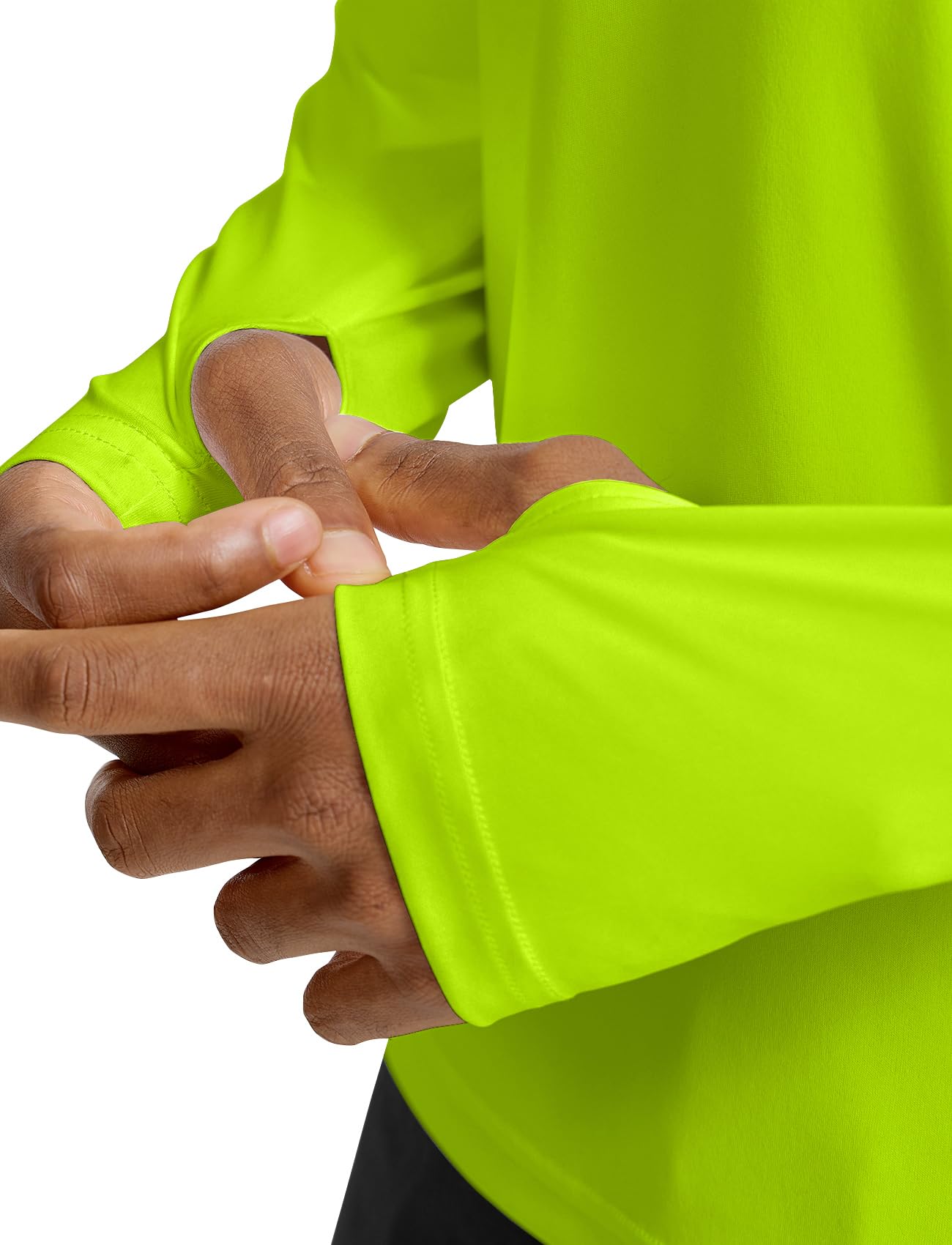 Mens UPF 50 Long Sleeve Shirt(Neon Green,XXL)