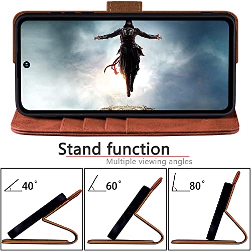 DuckSky for Google Pixel 6 Genuine Leather Wallet case 【RFID Blocking】【4 Credit Card Holder】【Real Leather】 Flip Folio Book Phone case Protective Cover Women Men for Pixel6 case Light Brown