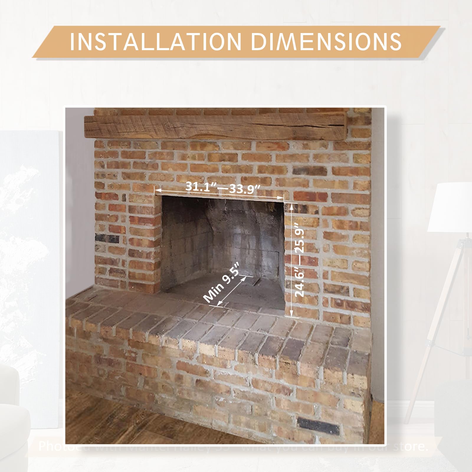 LegendFlame® Damon 35" W Electric Fireplace Insert with Glass Door and Mesh Screen (EF264B), Fireplace Heater 750/1500W, Fire Crackling Sound, Remote Control.