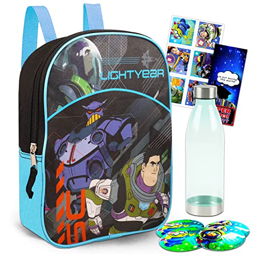 Lightyear Mini Backpack - Bundle with 11” Lightyear Preschool Backpack, Water Bottle, Toy Story Stickers, More - Toy Story Mini Backpack Toddler Kids