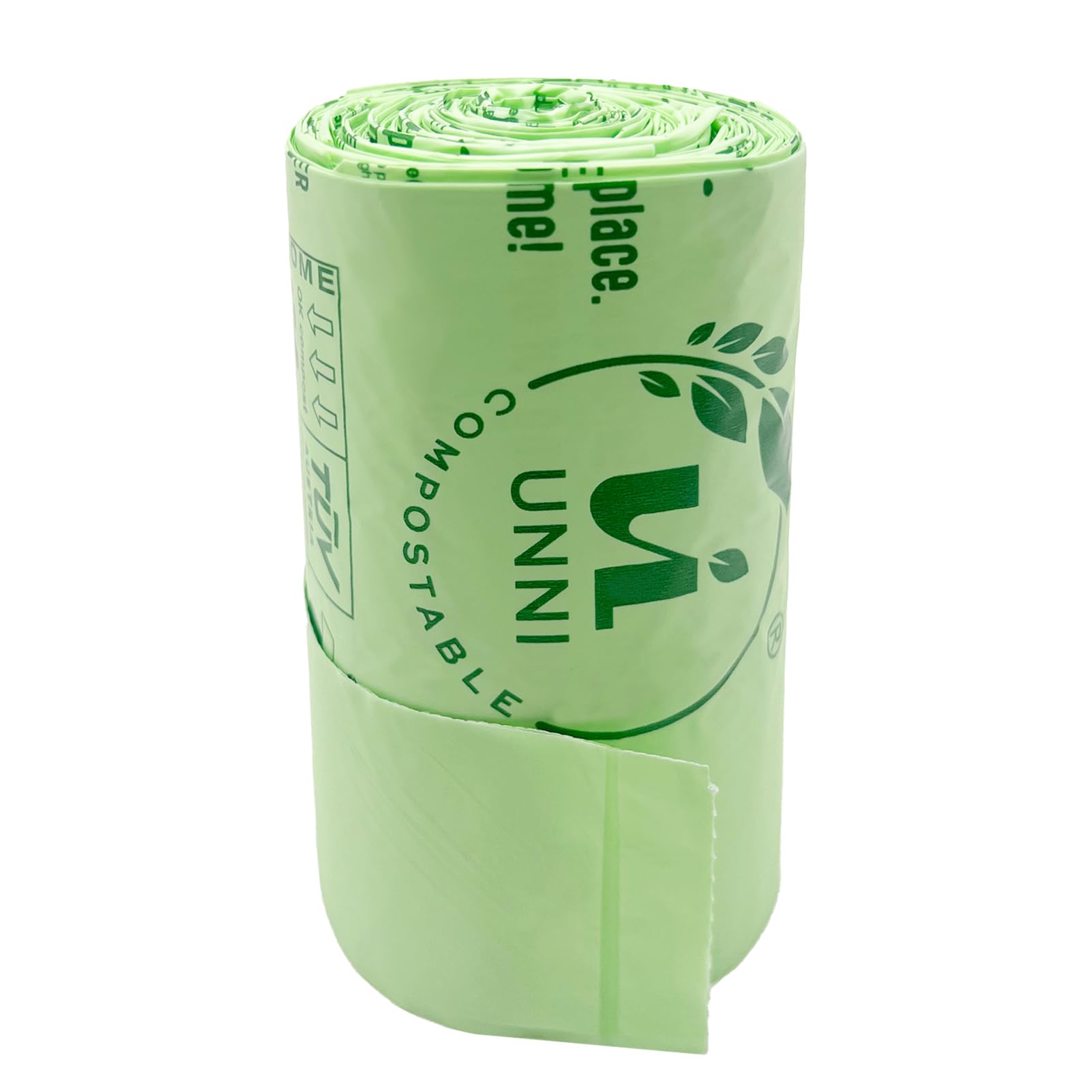UNNI Compostable T-Shirt Bags with Handle-Tie, 8 Gallon, 30 Liter, 30 Count, 0.8 Mil, Medium Kitchen Food Scrap Waste Bags, ASTM D6400, US BPI, CMA and OK compost HOME Certified, San Francisco