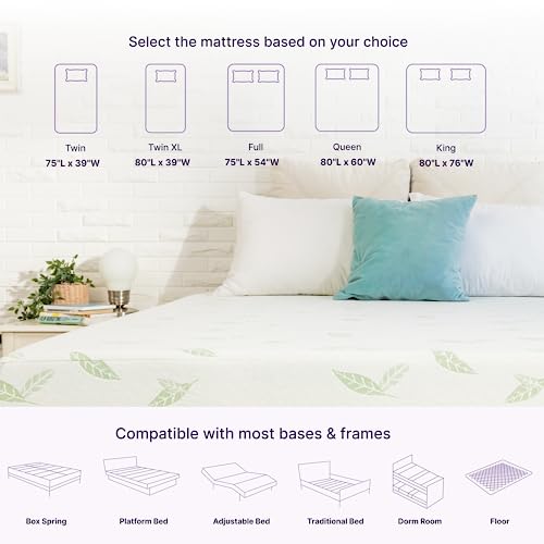 NapQueen Full Size Mattress, 10 Inch Anula Green Tea Infused Memory Foam Mattress, Full Size Mattress Bed in a Box, CertiPUR-US Certified Mattress