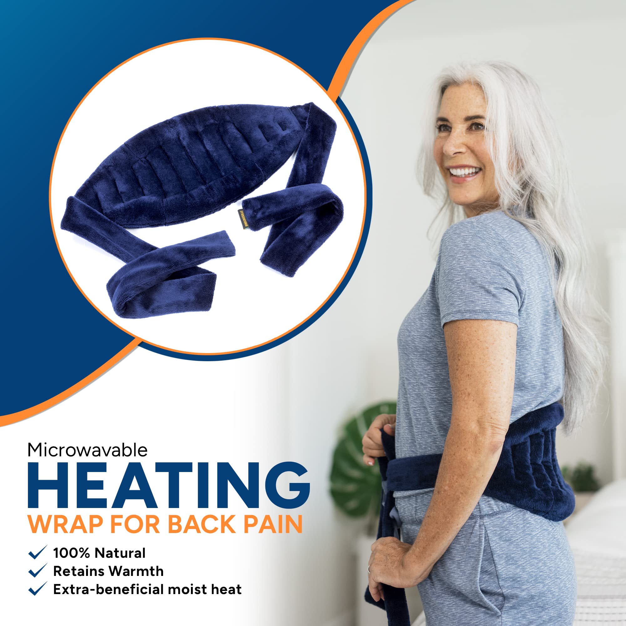 SunnyBay Microwave Heating Pad, Microwavable Moist Hot or Cool Bean Bag Wrap for Neck, Shoulder, Knee, or Back Pain with Fastening Straps, 8x14 Inch Heating Area, 1.5 Lbs, 64 Inches, Purple