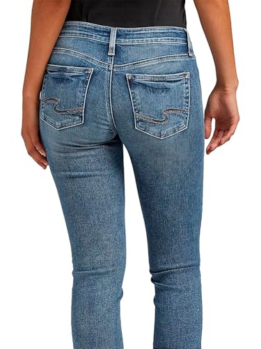 Silver Jeans Co. Women's Britt Low Rise Curvy Fit Capri Jeans, Med Wash EPX396, 24 Regular