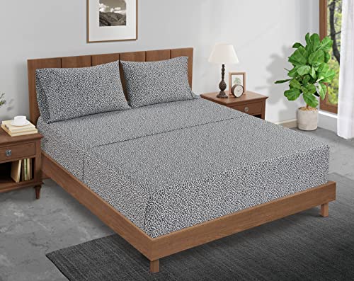 LANE LINEN 100% Organic Cotton Full Sheets Set 4-Piece Pure Percale Long Staple Bedding Breathable Fits Mattress Upto 15" Deep - Cheetah