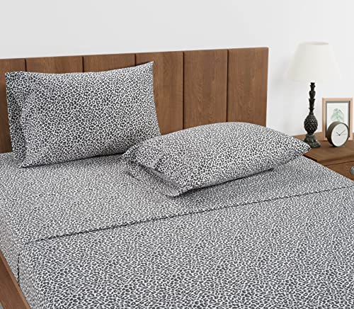 LANE LINEN 100% Organic Cotton Full Sheets Set 4-Piece Pure Percale Long Staple Bedding Breathable Fits Mattress Upto 15" Deep - Cheetah