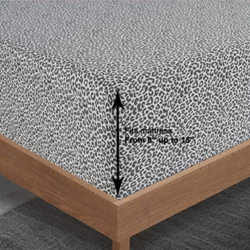 LANE LINEN 100% Organic Cotton Full Sheets Set 4-Piece Pure Percale Long Staple Bedding Breathable Fits Mattress Upto 15" Deep - Cheetah