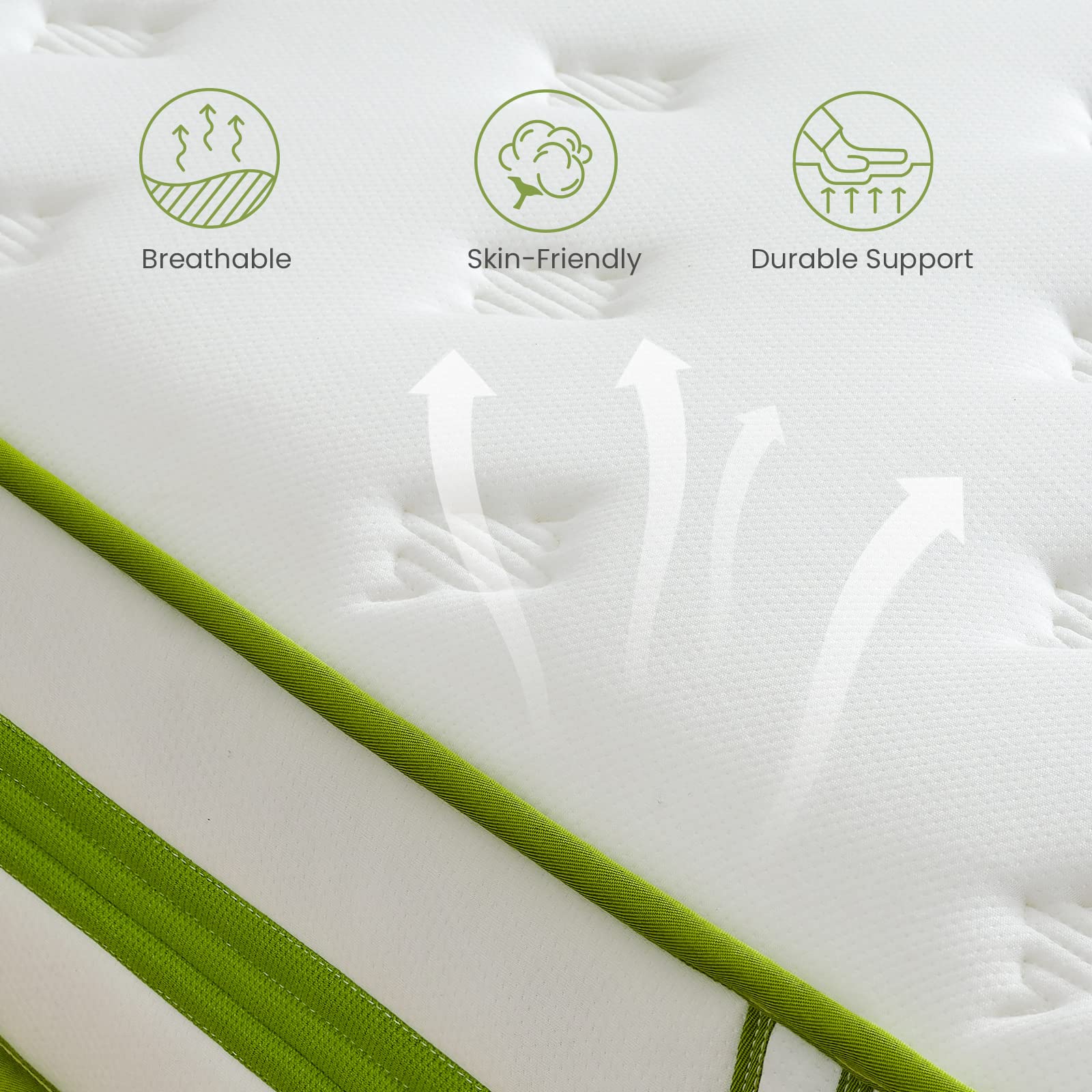 Dourxi Full Size Mattress 10 Inch, Hybrid Mattress Full with Cooling Gel Memory Foam and Pocket Spring, Organic Cotton Fabric Cover, Medium Firm Feel, 54 * 75 * 10 Inch