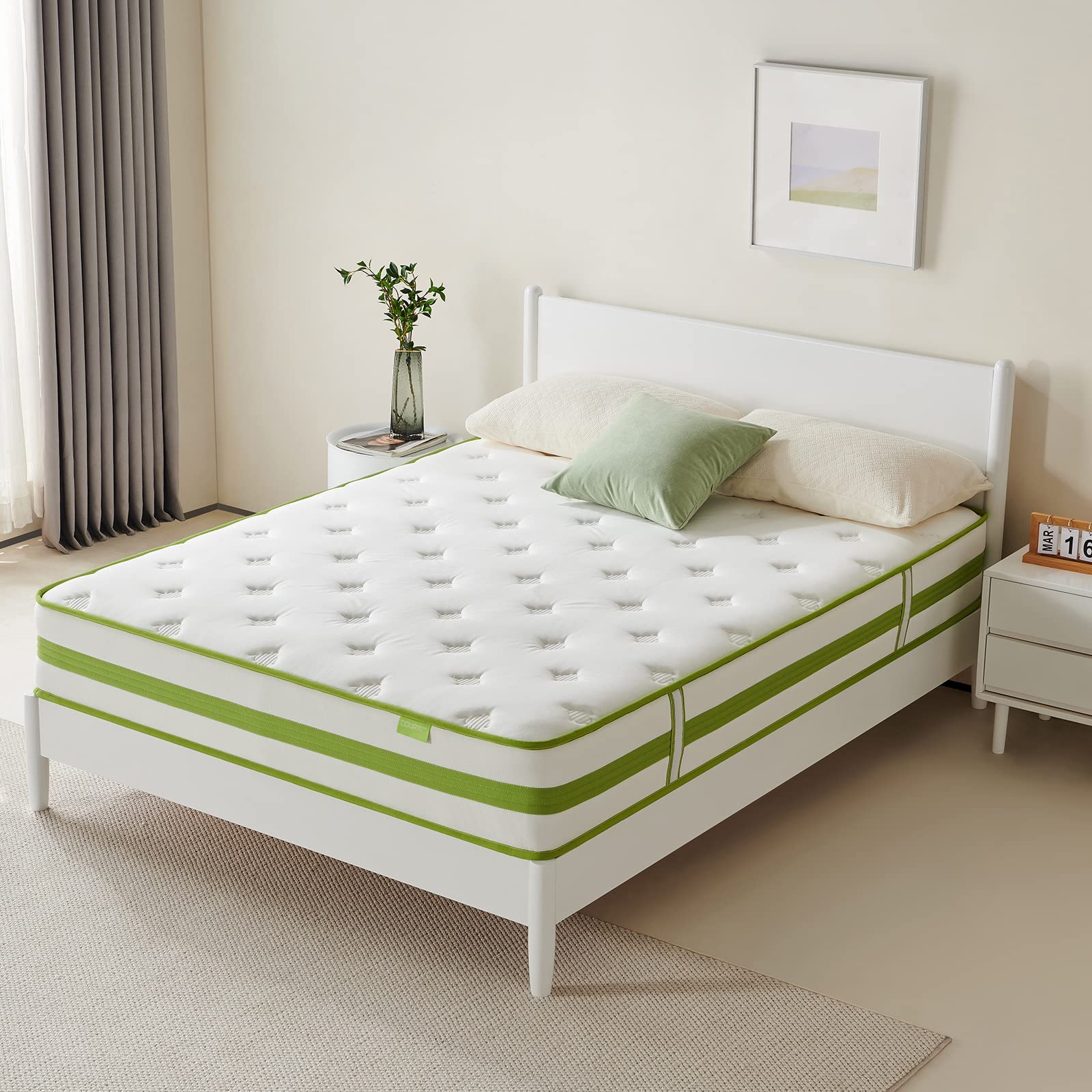 Dourxi Full Size Mattress 10 Inch, Hybrid Mattress Full with Cooling Gel Memory Foam and Pocket Spring, Organic Cotton Fabric Cover, Medium Firm Feel, 54 * 75 * 10 Inch