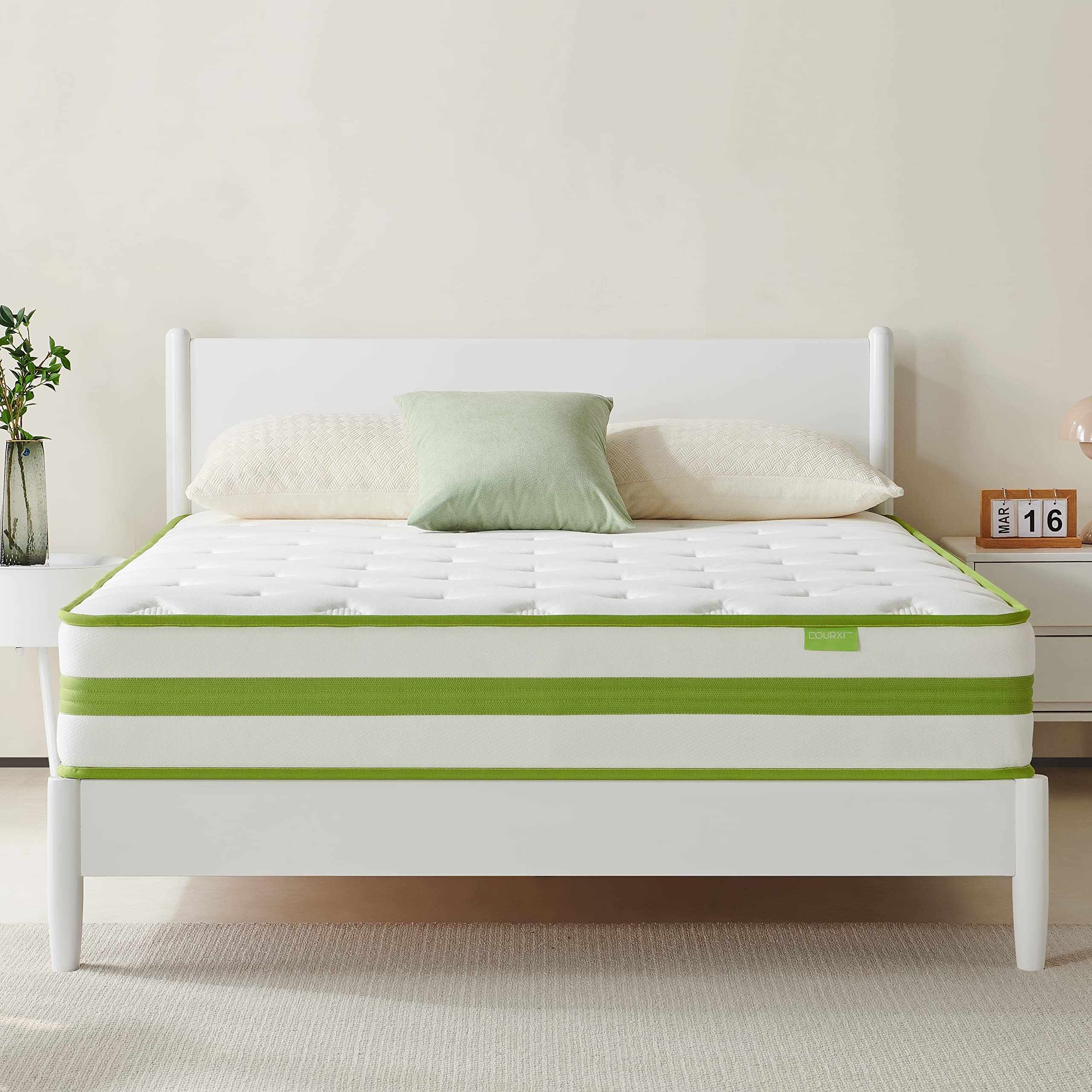 Dourxi Full Size Mattress 10 Inch, Hybrid Mattress Full with Cooling Gel Memory Foam and Pocket Spring, Organic Cotton Fabric Cover, Medium Firm Feel, 54 * 75 * 10 Inch