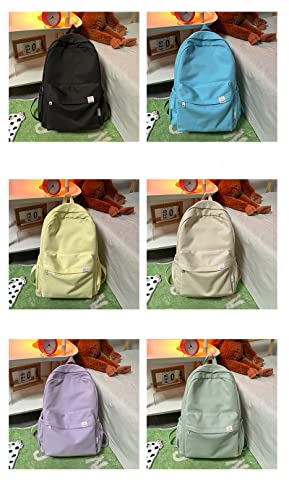 Kawaii Aesthetic Backpack School Backpack Nylon Waterproof Solid Color Backpack Teen College