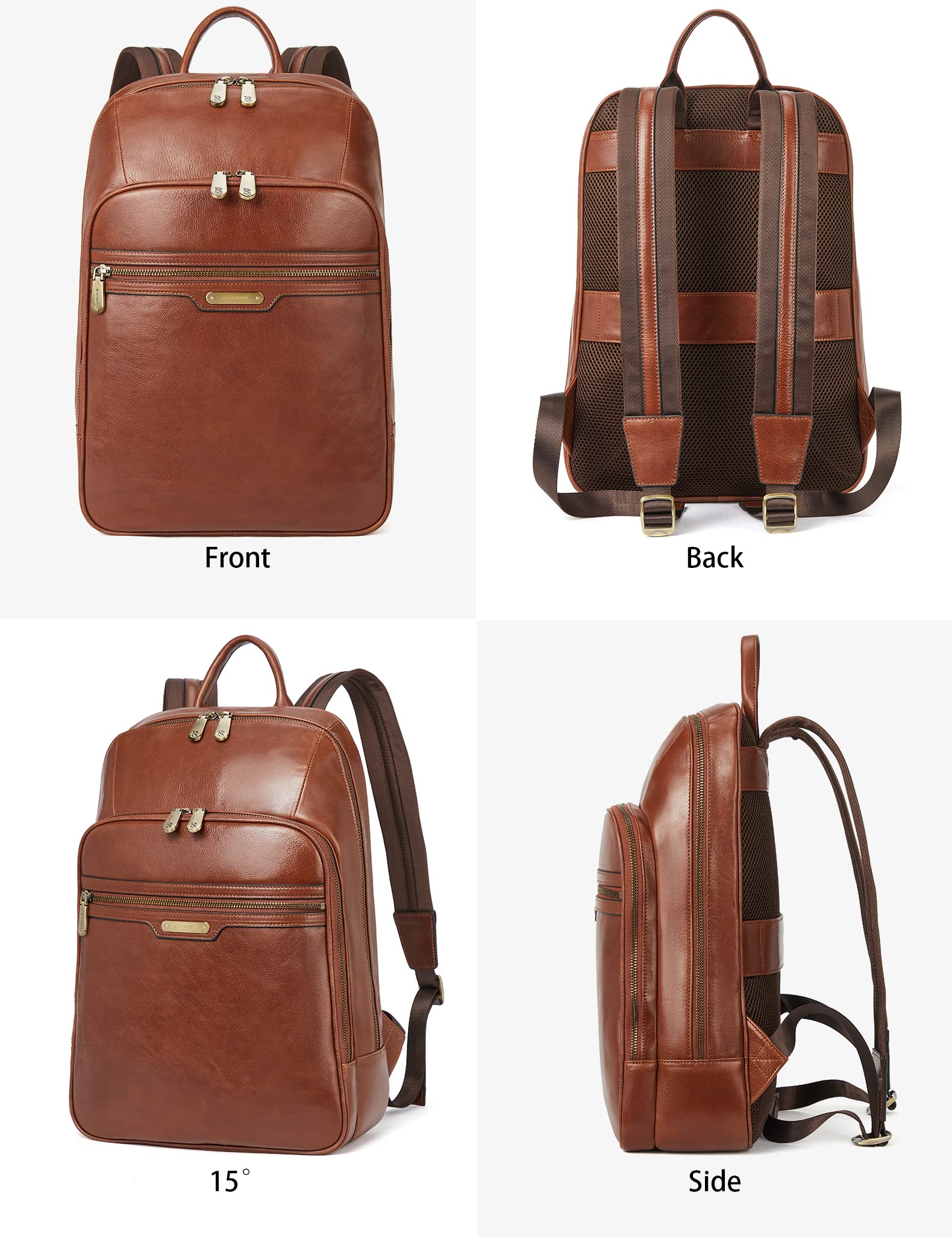 BOSTANTEN Mens Belt Leather Ratchet Dress Belt & Mens Leather Backpack 15.6 inch Computer Backpack