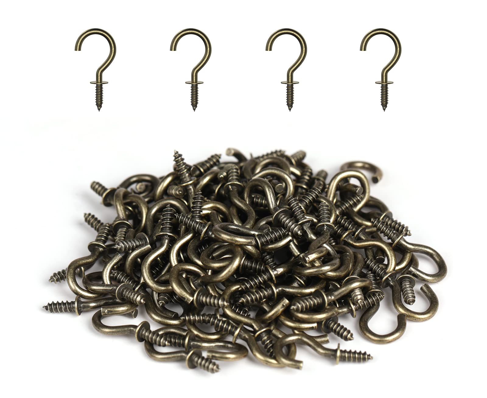 RELBRO Small Screw Hooks, 1/2 Inch Mini Metal Twist in Hook, 100 Pcs, Bronze