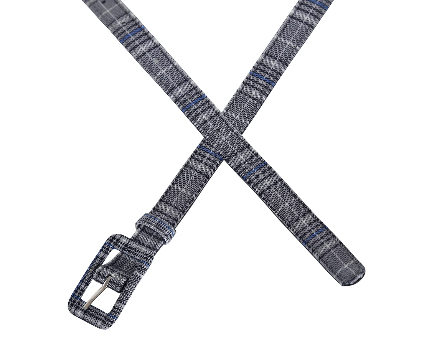 MUXXN Womens Belt- Solid Color Basic Belt for Casual Formal Dress or Jeans (Blue Plaid XL)