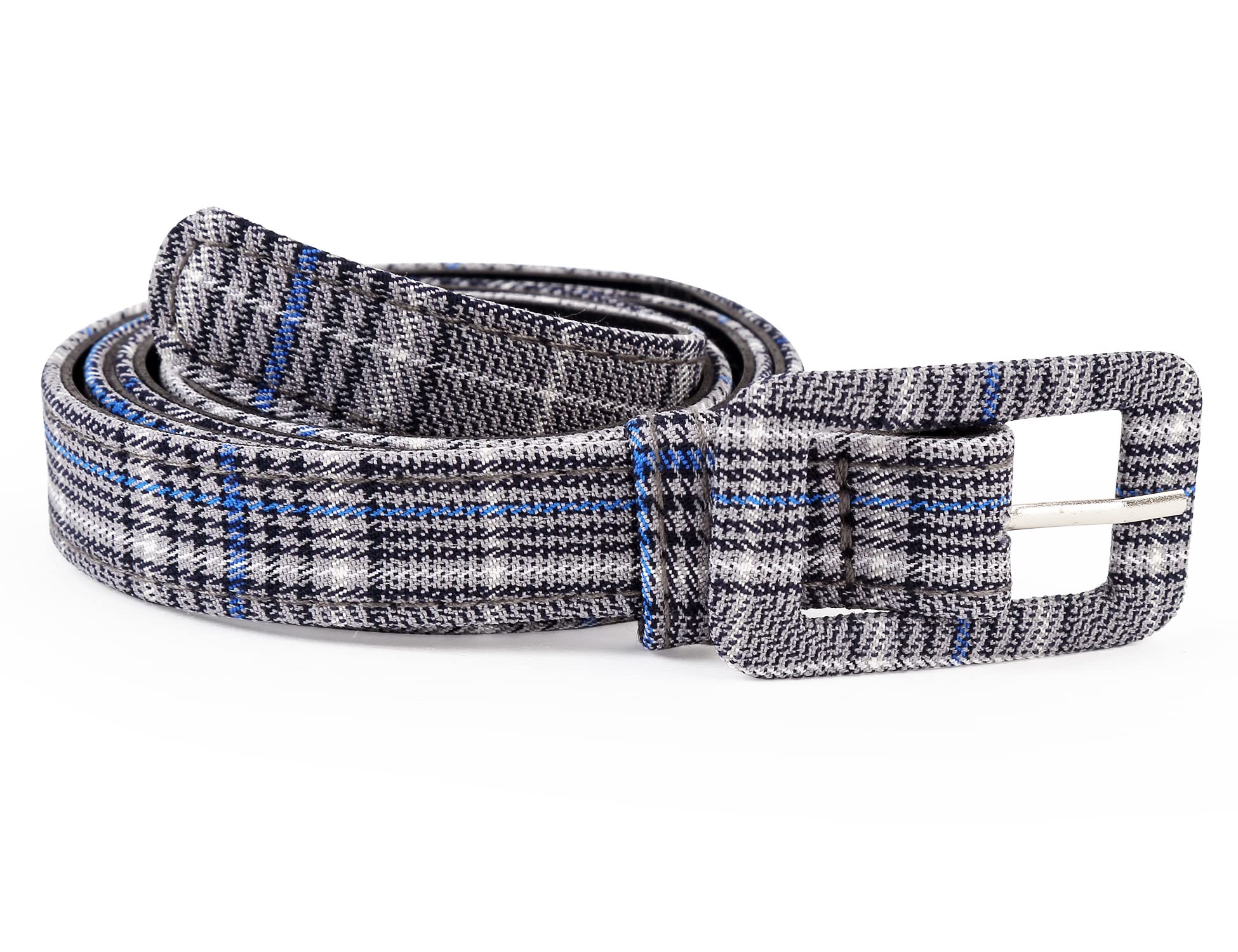 MUXXN Womens Belt- Solid Color Basic Belt for Casual Formal Dress or Jeans (Blue Plaid XL)