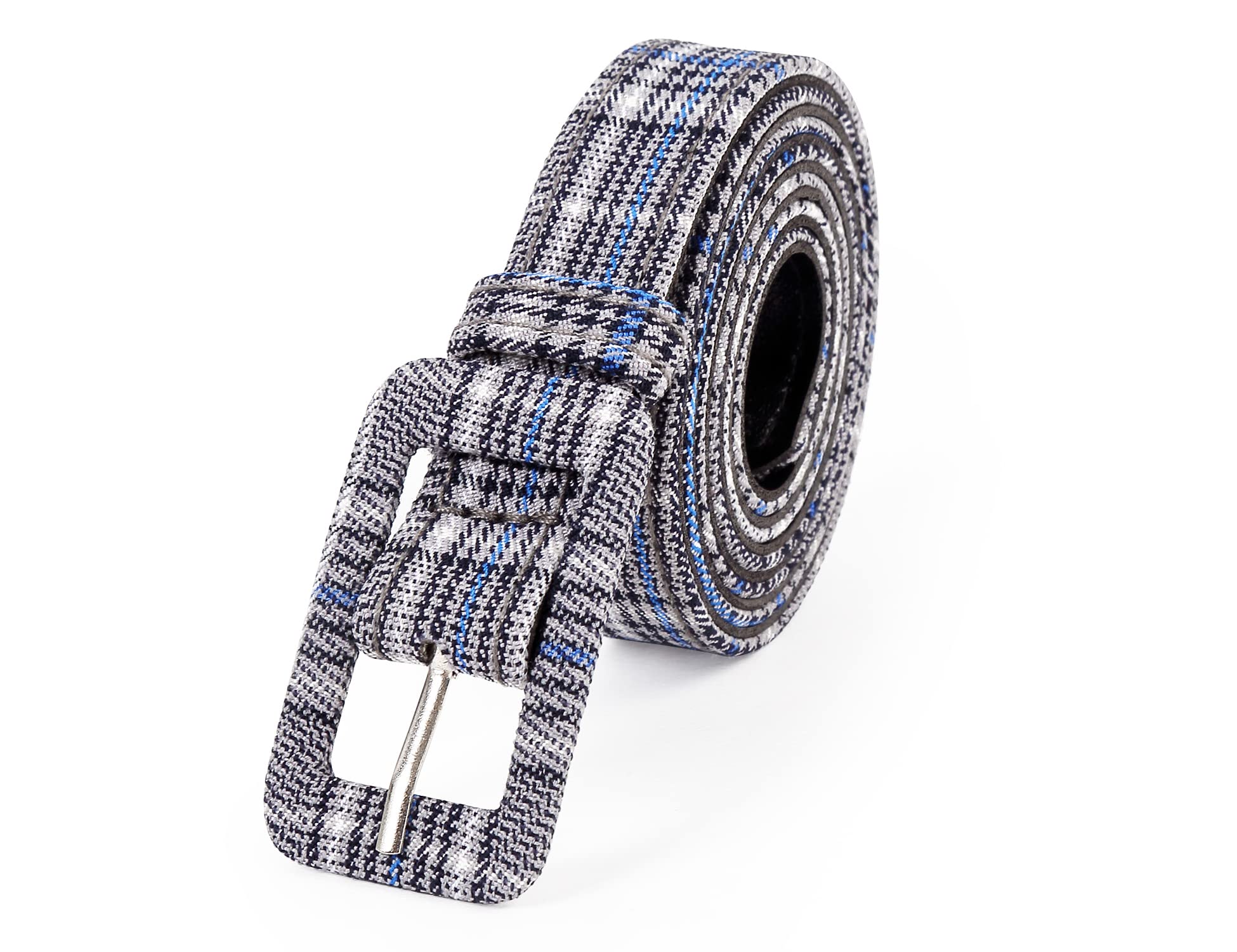 MUXXN Womens Belt- Solid Color Basic Belt for Casual Formal Dress or Jeans (Blue Plaid XL)