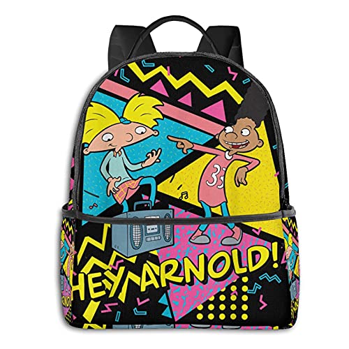 Shanke Hey Arn-Old Black Backpack, Classic Men's and Women's Backpack with Cartoons.