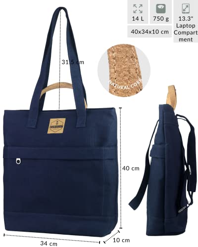 Kuratist - DEERN Totepack - 2 in 1 Backpack - 14L - Fits 13.3" Laptops - Used for Shopping/Work/Trips/Office/School (Navy)