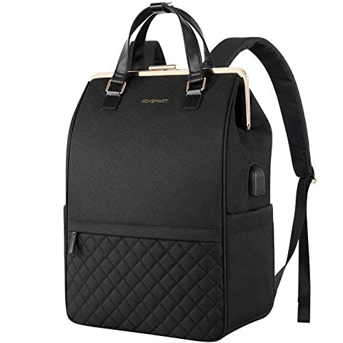 Work Backpack Purse for Women, 15.6 Inch Nurse Travel Loptop Backpack,Waterproof RFID Anti-Theft Large Wide Open Nurse Backpack Carry On Bookbag,Doctor College School Teacher Travel Laptop Purse Bag with USB Port (Black)