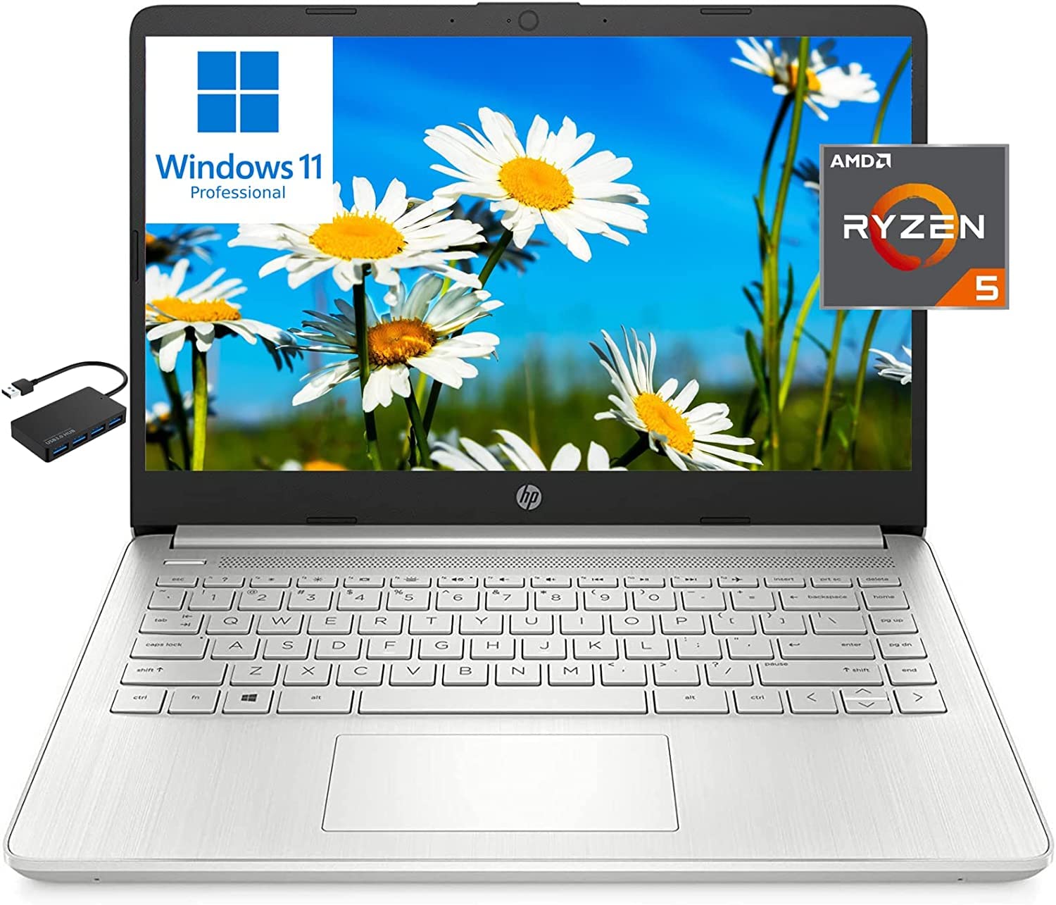 HP 14" FHD Business Laptop Computer [Windows 11 Pro], 6-core AMD Ryzen 5 5500U (Up to 4.0 Ghz), 32GB RAM, 1TB PCIe SSD, Thin & Portable, Long Battery Life, Wi-Fi 6, Bluetooth 5.2, HDMI, USB, w/Battery