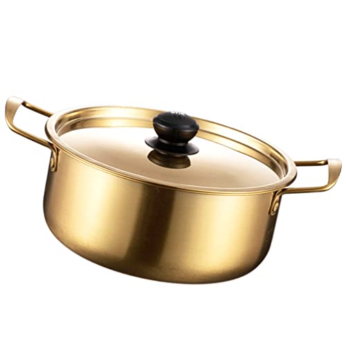 BESTonZON Instant Noodle Pot Ramen Noodle Pot Fast Noodles Cooking Pot Casserole Dish with Lid Korean Ramen Pasta Pots Korean Noodle Bowl Large Pot for Cooking Gold Pot Food Soup Pot Kettle