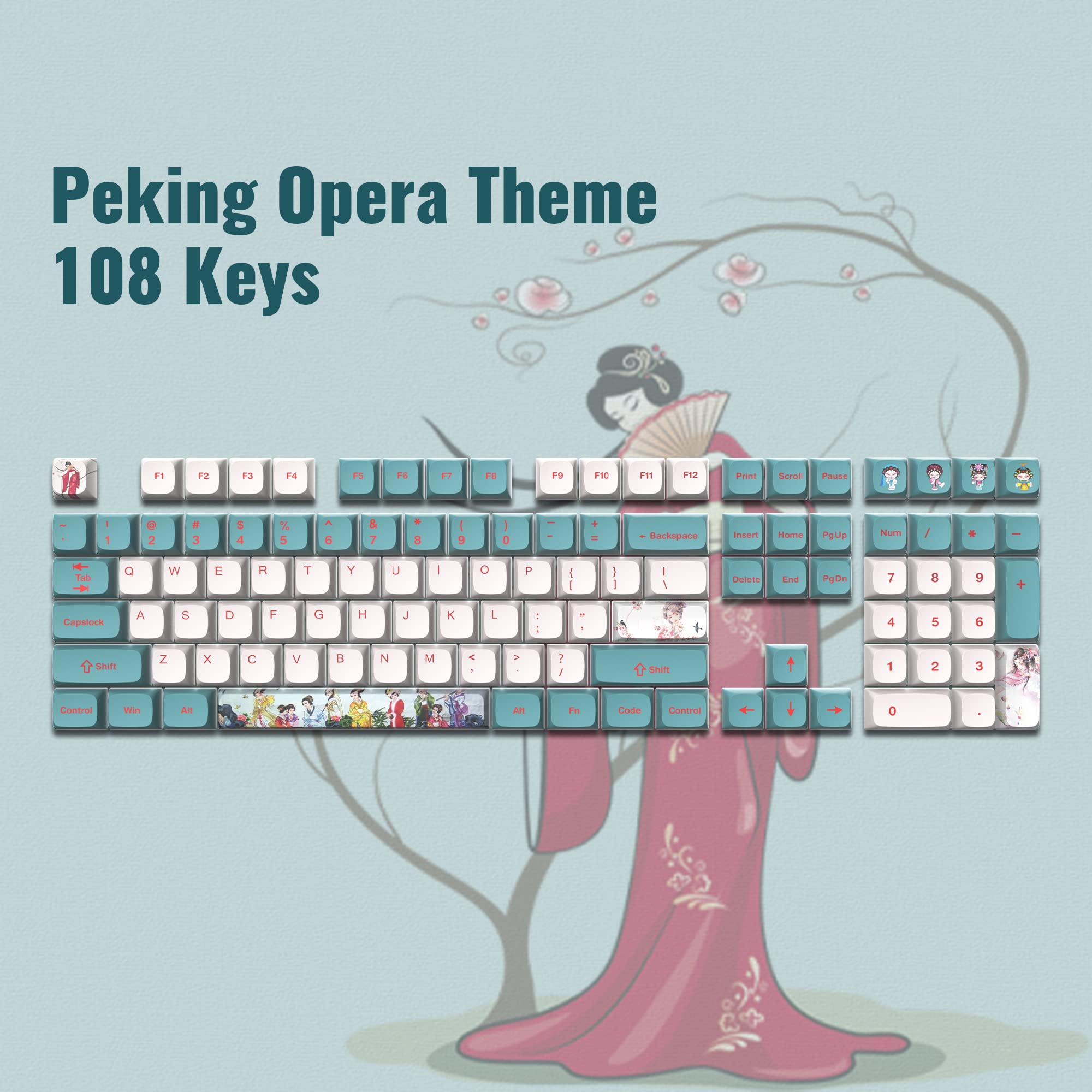 PBT Keycaps, XDA Profile Keyboard Keycaps Full Set, DYE-Sub Custom Keycaps for Cherry Gateron MX Switches Mechanical Keyboards