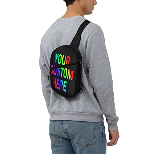 Custom Bag Sling Crossbody Bags Chest For Men Women Design Your Own Personalized Shoulder Backpack Travel Hiking Daypacks With Text Image Daypack Casual Black-2