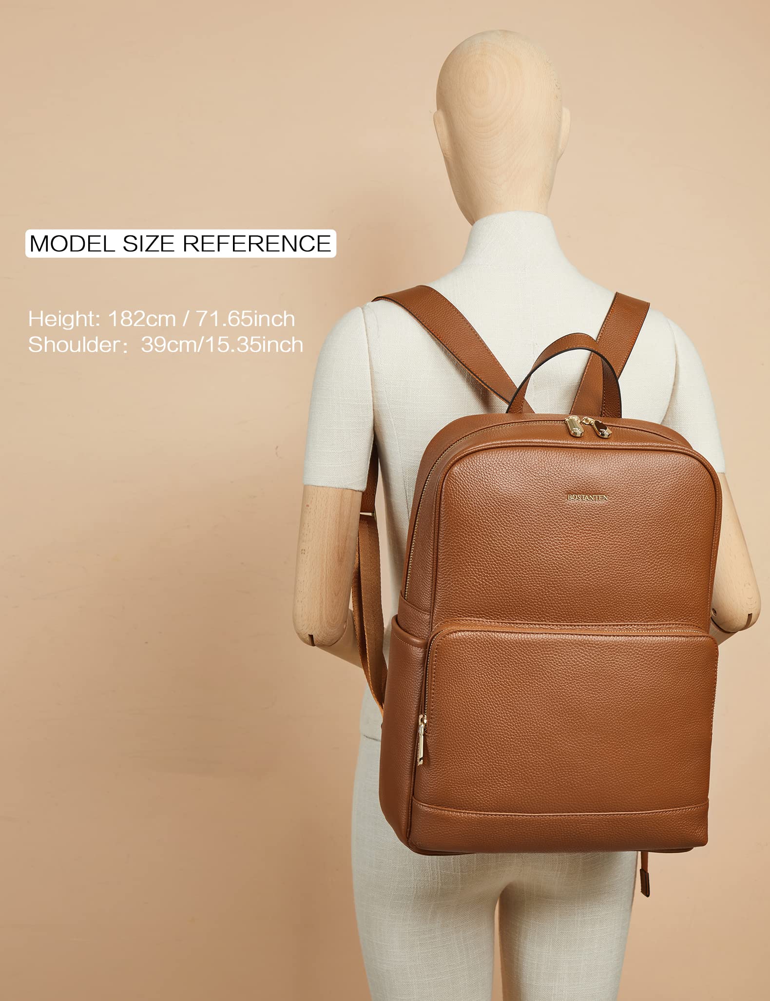BOSTANTEN Womens Leather Wallets RFID Blocking Large Capacity&Leather 15.6 inch Laptop Backpack Computer Bag