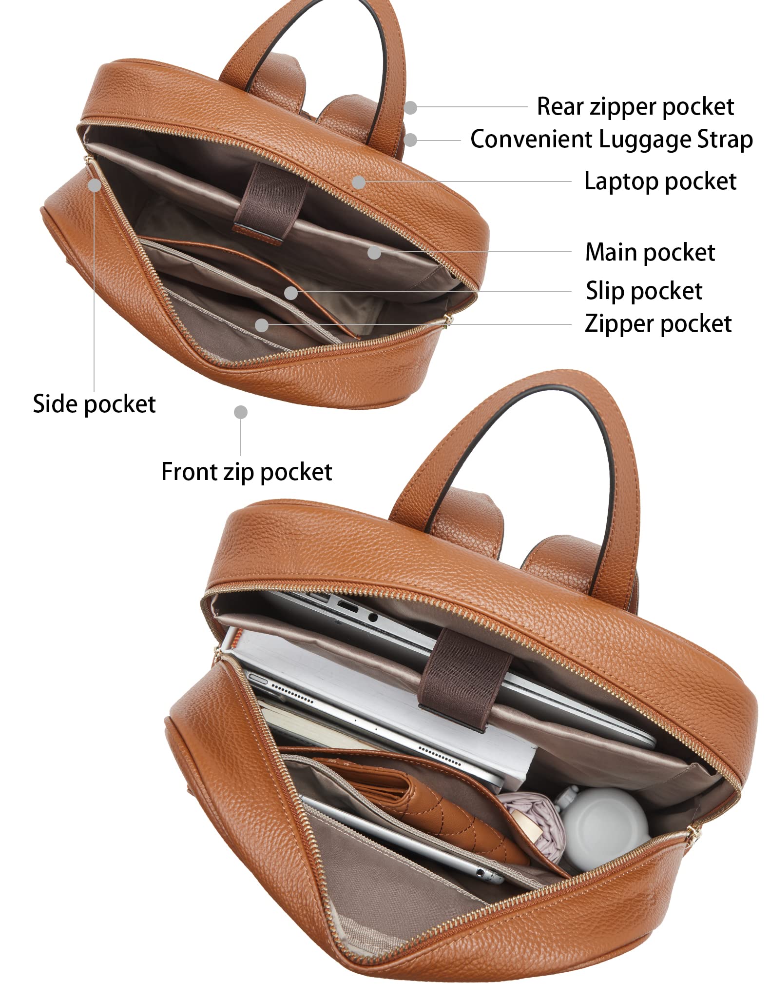 BOSTANTEN Womens Leather Wallets RFID Blocking Large Capacity&Leather 15.6 inch Laptop Backpack Computer Bag