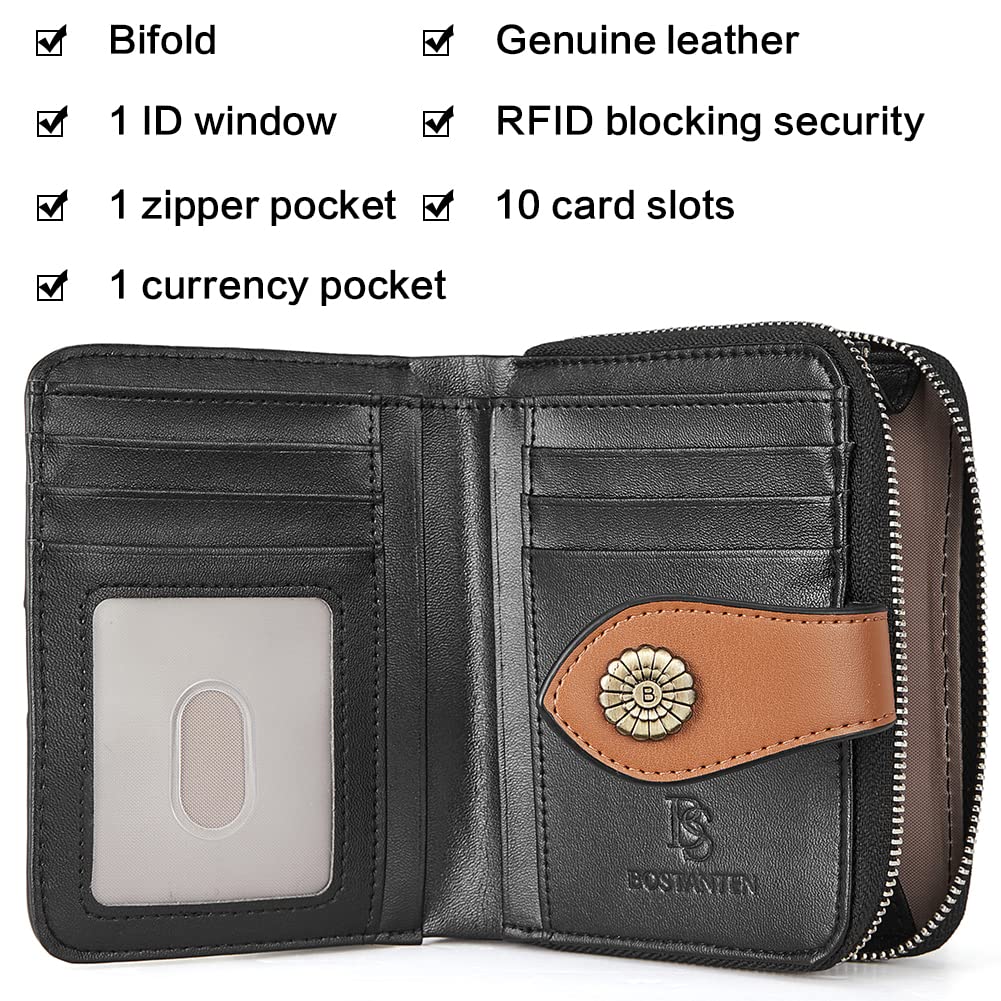 BOSTANTEN Womens Leather Wallets RFID Blocking Large Capacity&Leather 15.6 inch Laptop Backpack Computer Bag