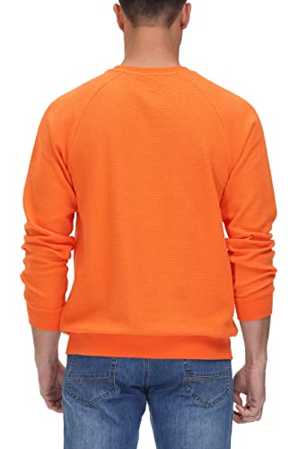 MAGCOMSEN Men's Crewneck Sweater Shirts Light Weight Sweatshirts Long Sleeve Light Pullover Casual Stylish Solid Shirt Orange,L