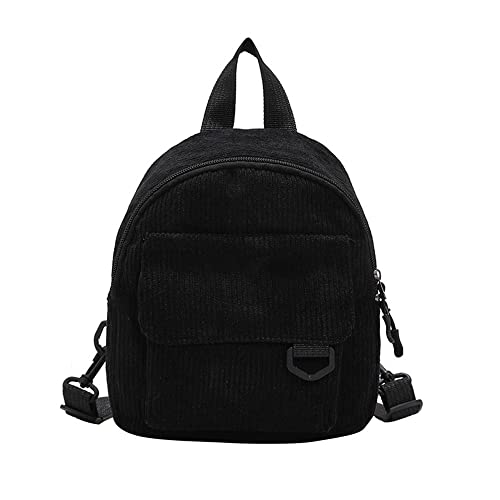 Women Mini Backpack Solid Color Corduroy Small Backpacks Casual Student Bookbags Traveling Backpacks(One Size,black), AM1PG0HGL0US