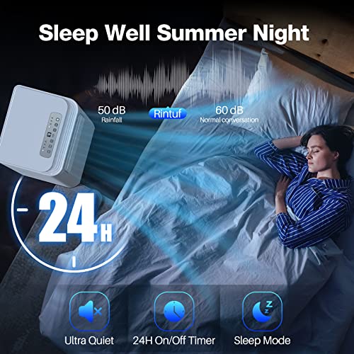 Rintuf Portable Air Conditioner, 8000 BTU AC Unit with Dehumidifier & Fan Modes, Up to 350 Sq.Ft, Remote Control, 24H On/Off Timer, Quiet Air Conditioner for Room, Window Mount Kit