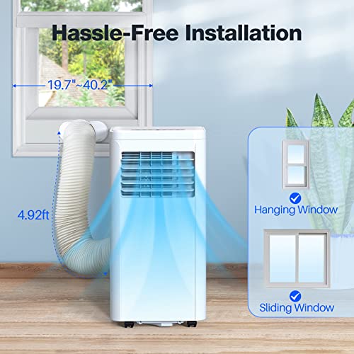 Rintuf Portable Air Conditioner, 8000 BTU AC Unit with Dehumidifier & Fan Modes, Up to 350 Sq.Ft, Remote Control, 24H On/Off Timer, Quiet Air Conditioner for Room, Window Mount Kit