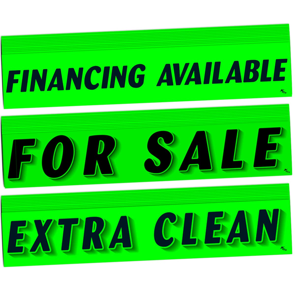 Versa Tags Windshield Slogan Stickers 12 Pack of FINANCING Available Stickers 12 Pack of for Sale Slogans 12 Pack of Extra Clean Window Stickers (36) Dealership Stickers Black On Green