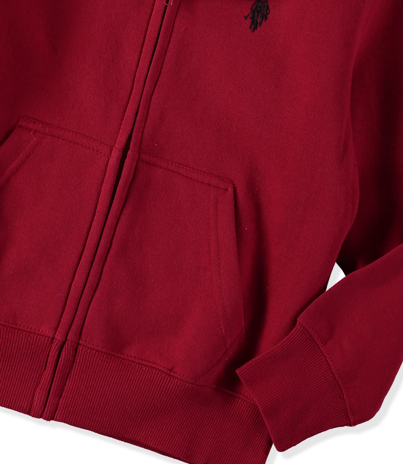 U.S. Polo Assn. Boys' Hooded Zip Fleece Jacket, New Red, 8